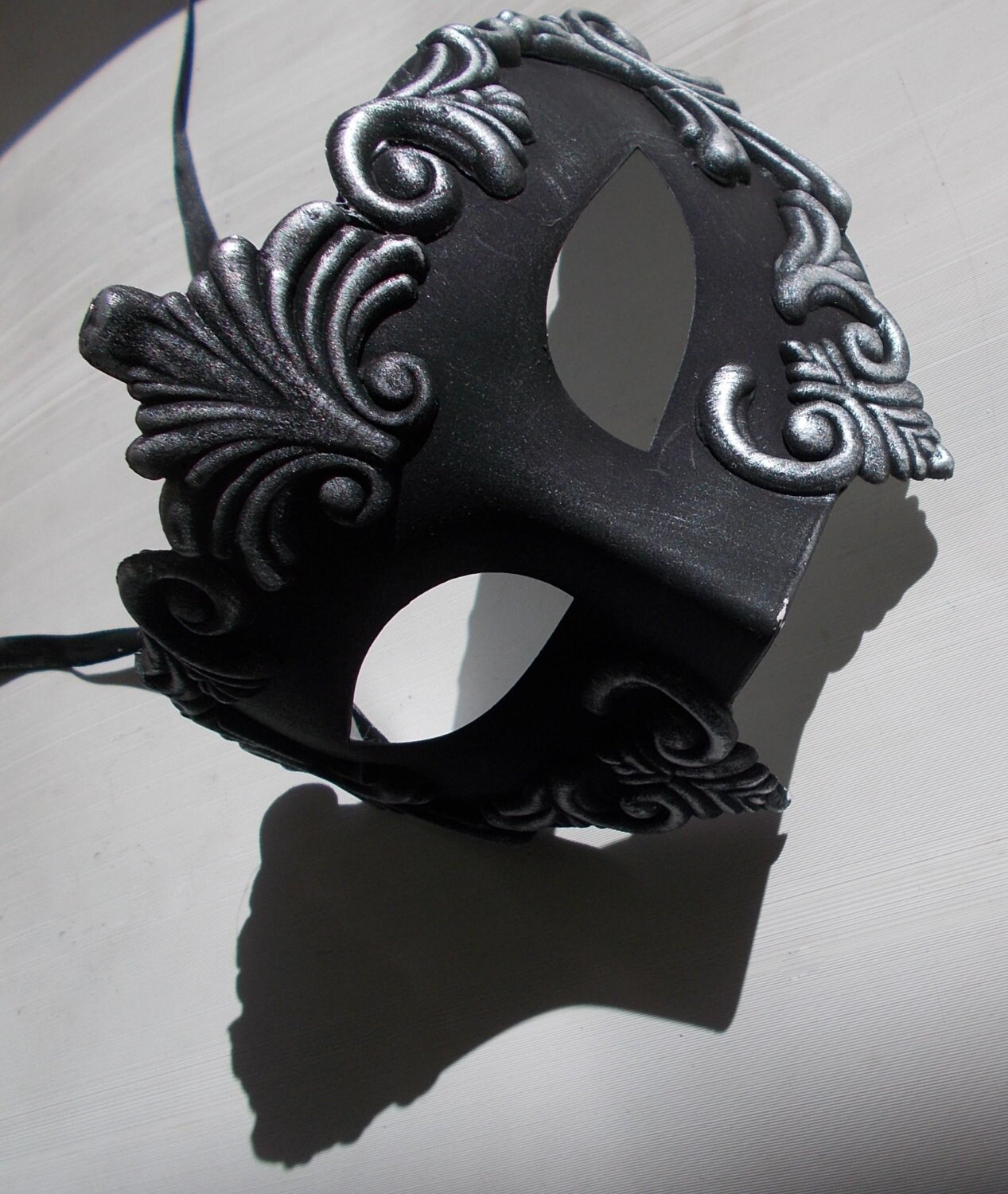 Half Face Goth Style Mask, Handmade and Handpainted Black and Grey ...