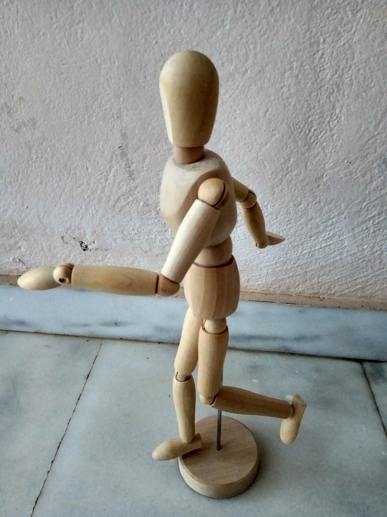 Artist's Dummy Wooden Manequin Standing Wooden Base 12" Tall (30cm ...