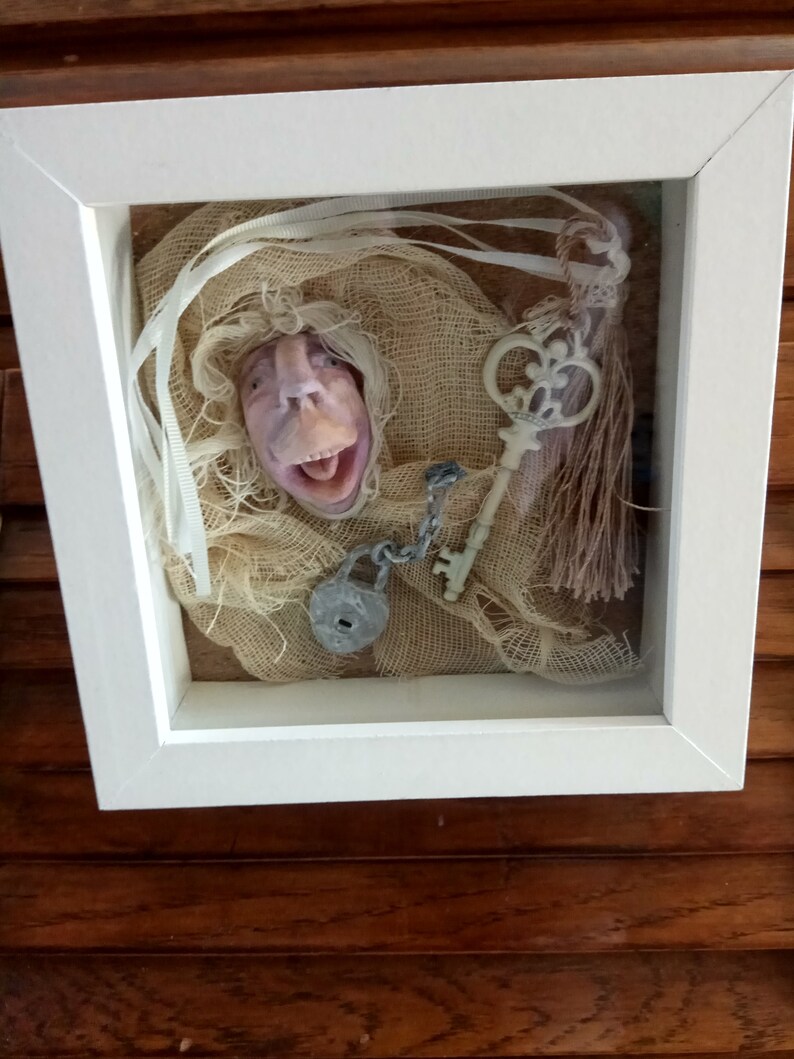 Polymer Clay Ghost Head in Shadow Box Totally Hand Sculpted - Etsy