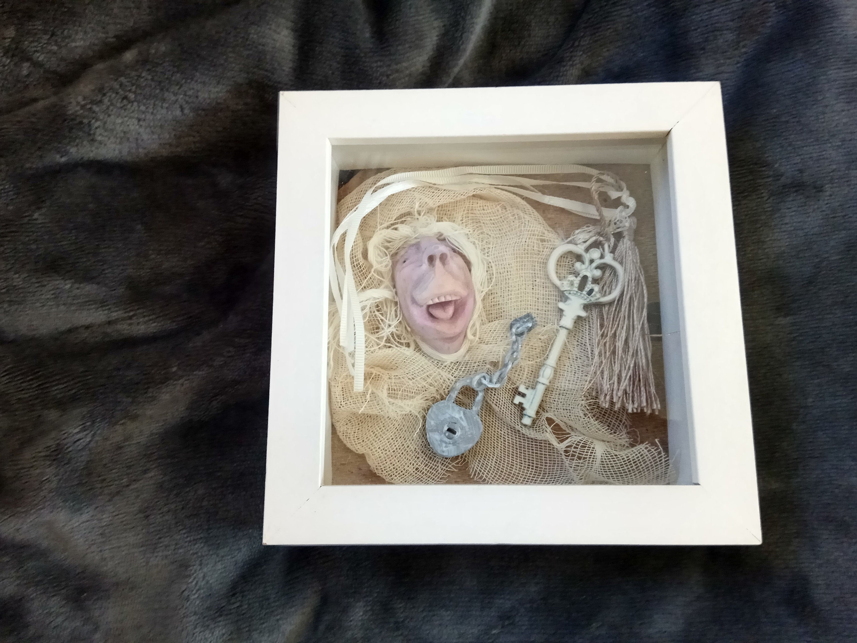 Polymer Clay Ghost Head in Shadow Box Totally Hand Sculpted - Etsy