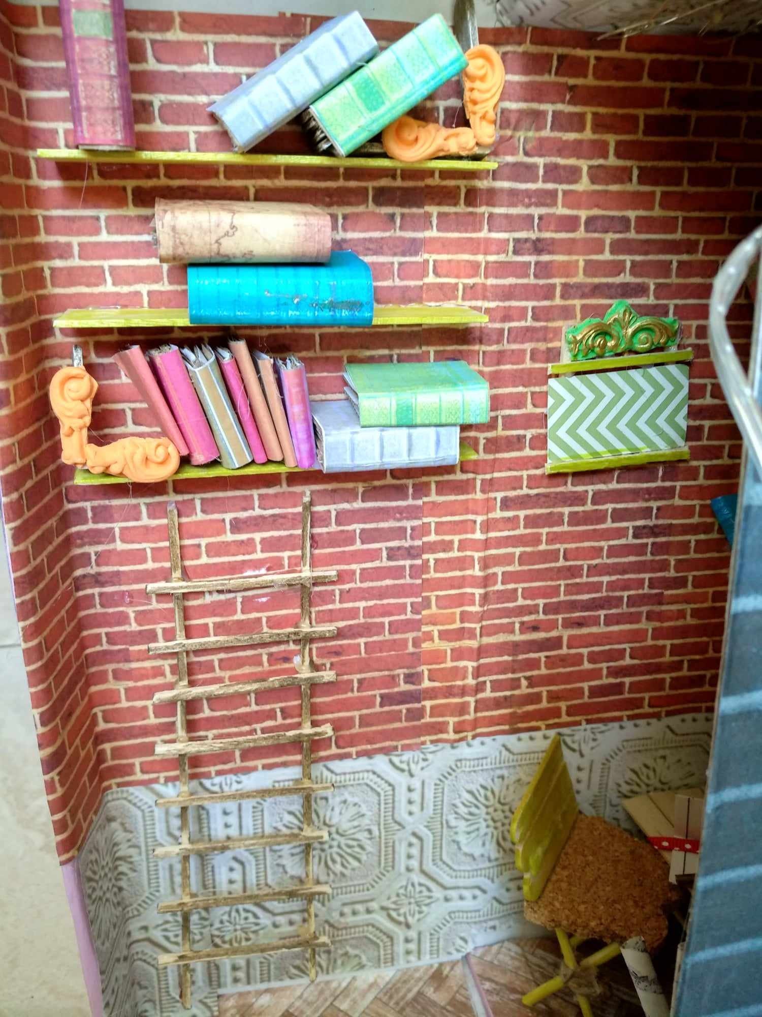 Office Book Nook Book Shelf Insert Totally Handmade Mini Book Diorama ...