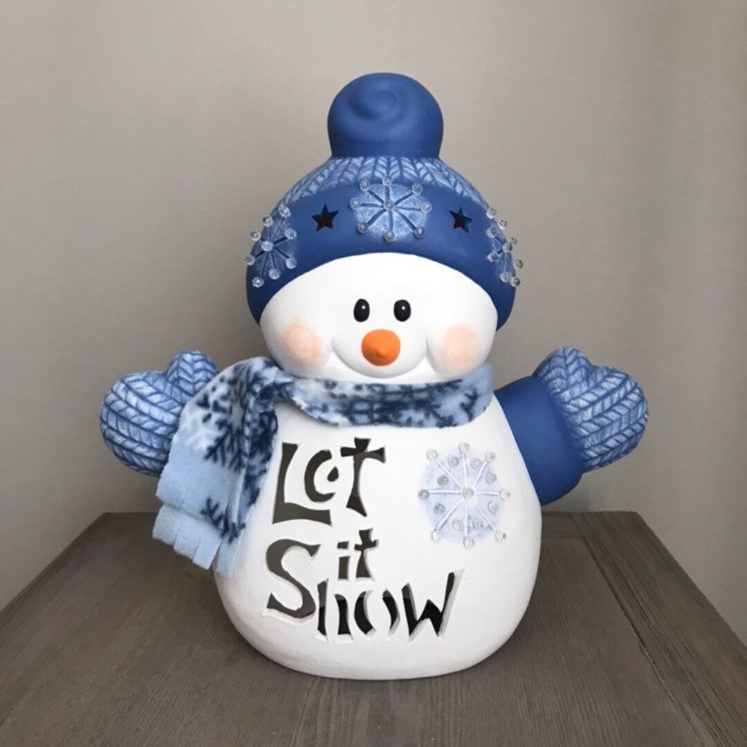 Ceramic Snowman Lamp, Let It Snow - Etsy