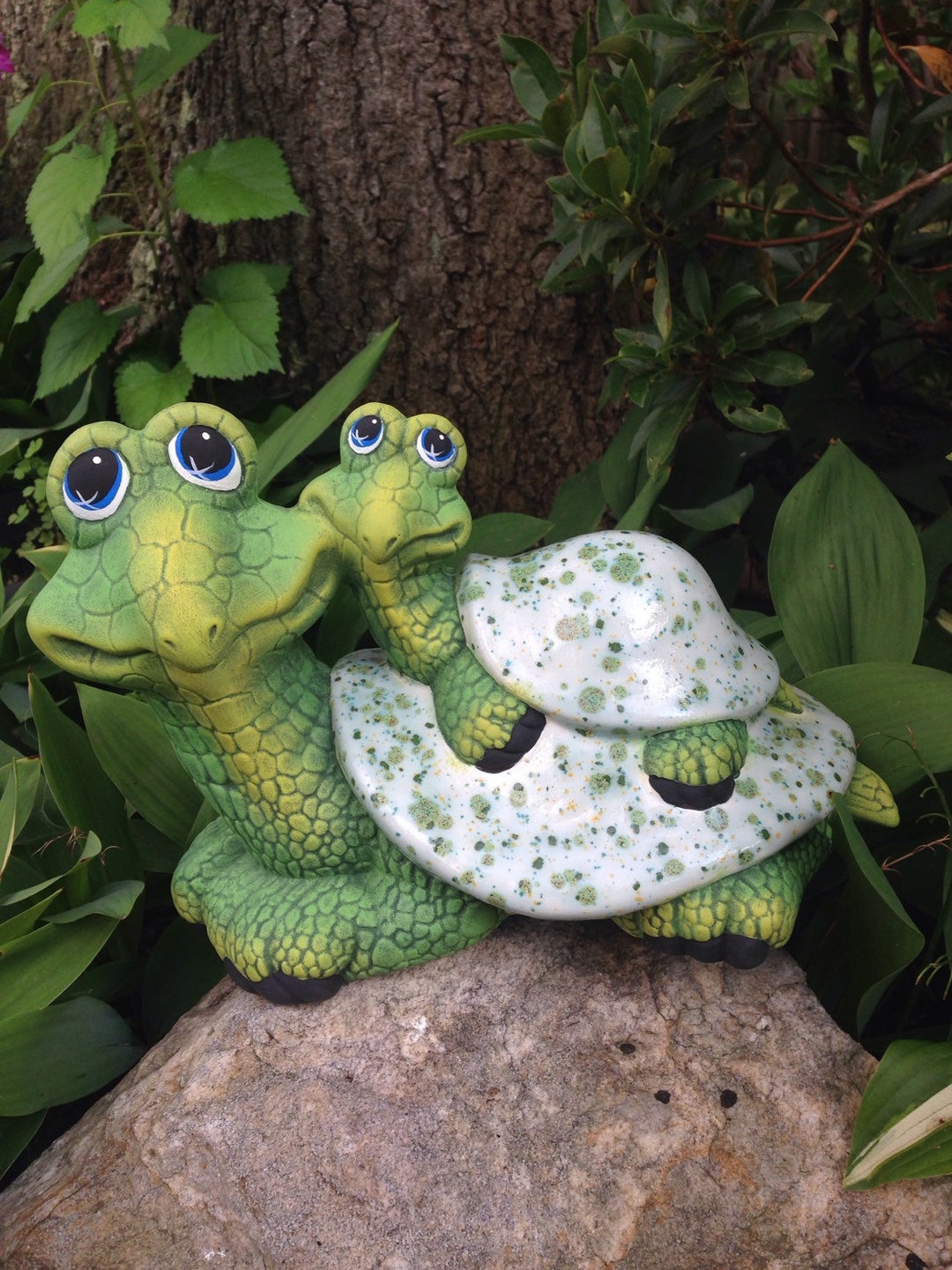 Turtle Garden Decor -- Slowpoke and Pokey Ceramic Turtles -- Garden ...