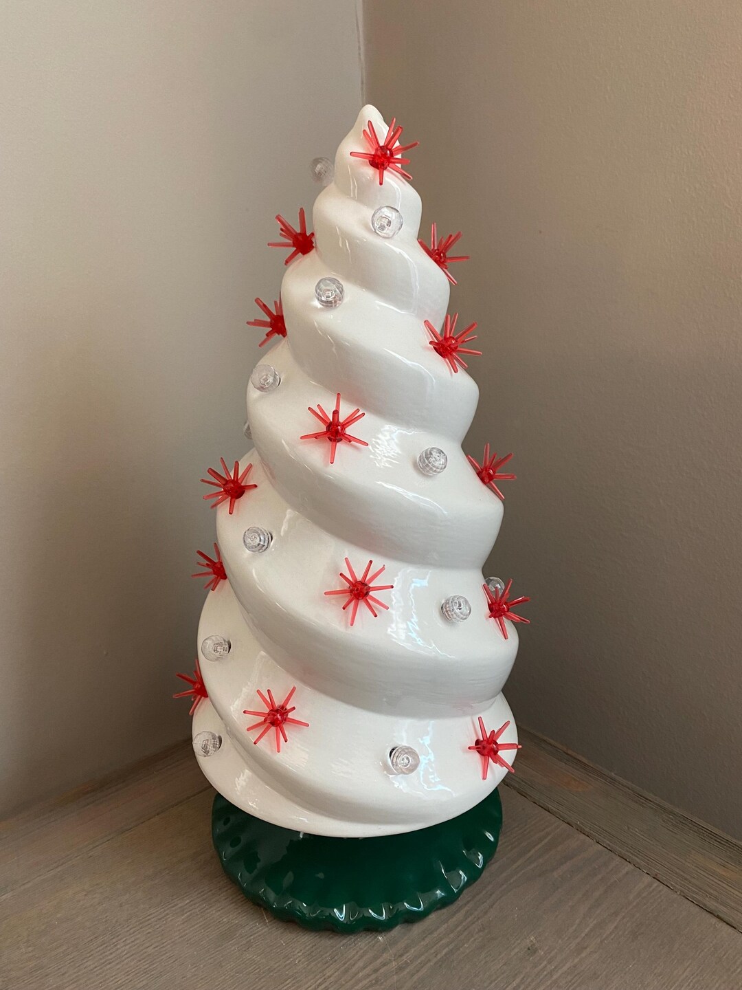 White Ceramic Christmas Tree Modern Spiral Style - Lighted Ceramic ...