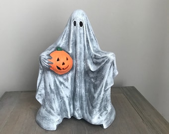 Light up Halloween Ghost Holding Pumpkin - Etsy