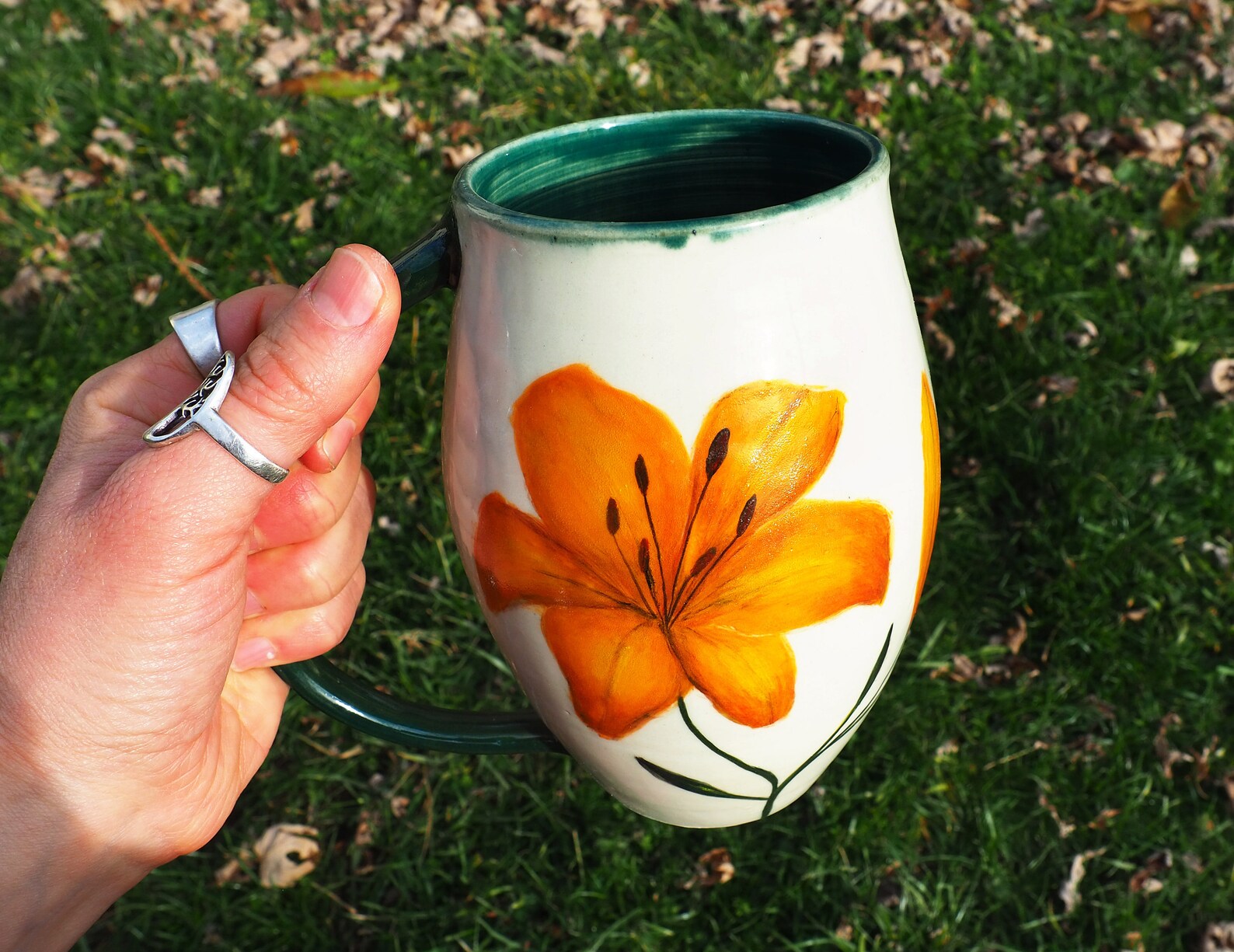 Hand Painted Lilly Flower Bouquet Ceramic FloralPottery | Etsy