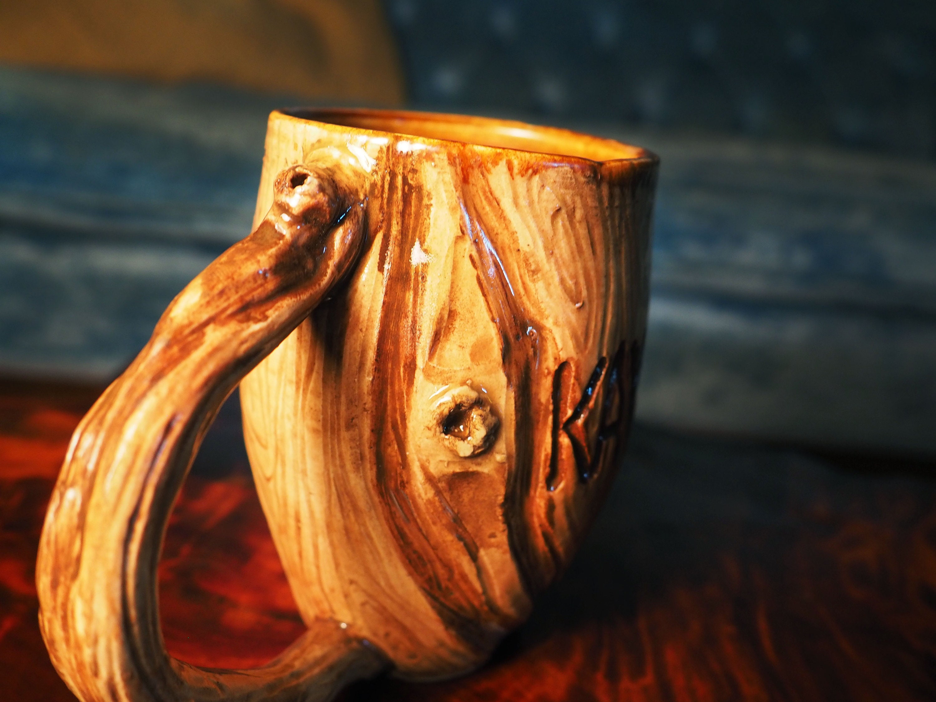 Artisan Crafted Personalized Woodgrain Textured Ceramic Tree Custom Mug ...