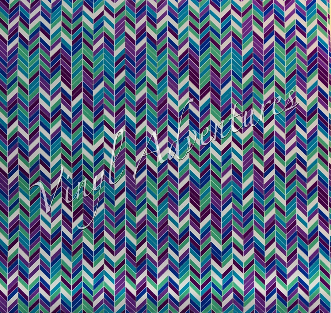 Herringbone Heat Transfer Vinyl, Frozen, Purple Blue Teal, Pattern HTV ...