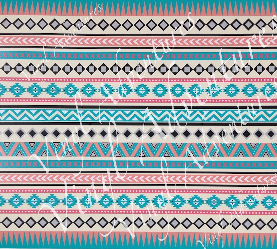 Aztec Heat Transfer Vinyl, Coral Teal, Aztec, Pattern HTV, Tribal ...