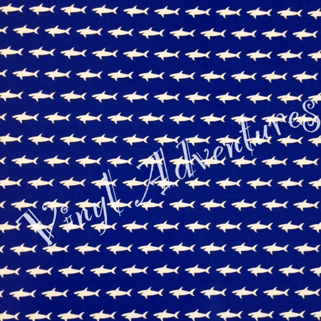Shark Pattern Vinyl, Blue and White Shark Vinyl, 1-12" X 12", Outdoor ...