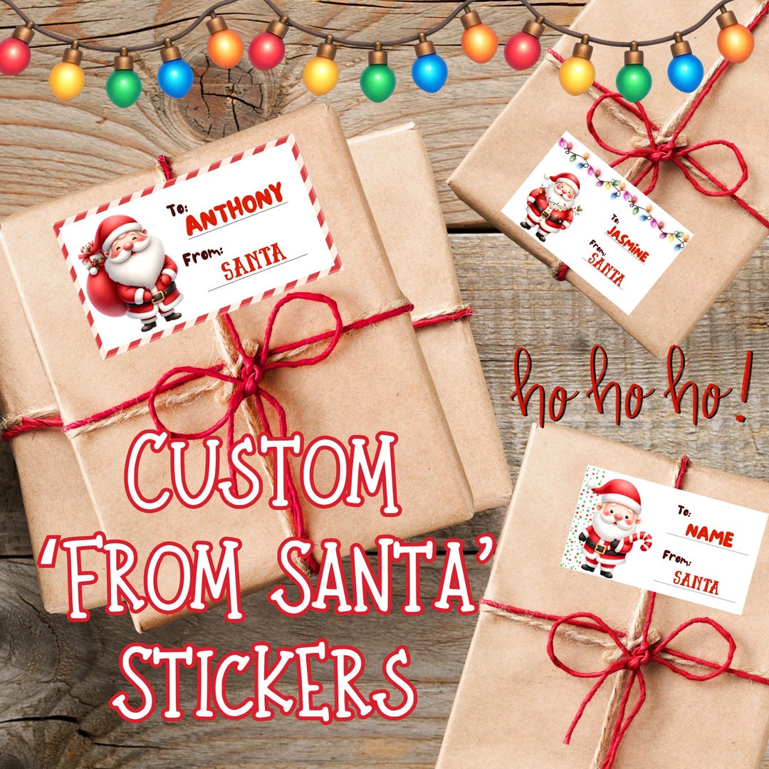 Personalized From Santa Gift Stickers for Kids, Custom Christmas Santa ...