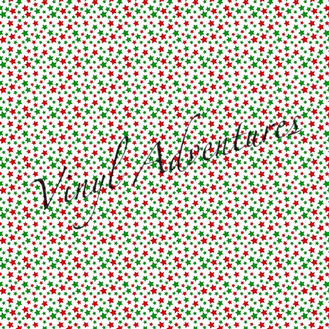 Red Green Stars Pattern Vinyl, Red Red Green Christmas Star Vinyl, 1-12 ...