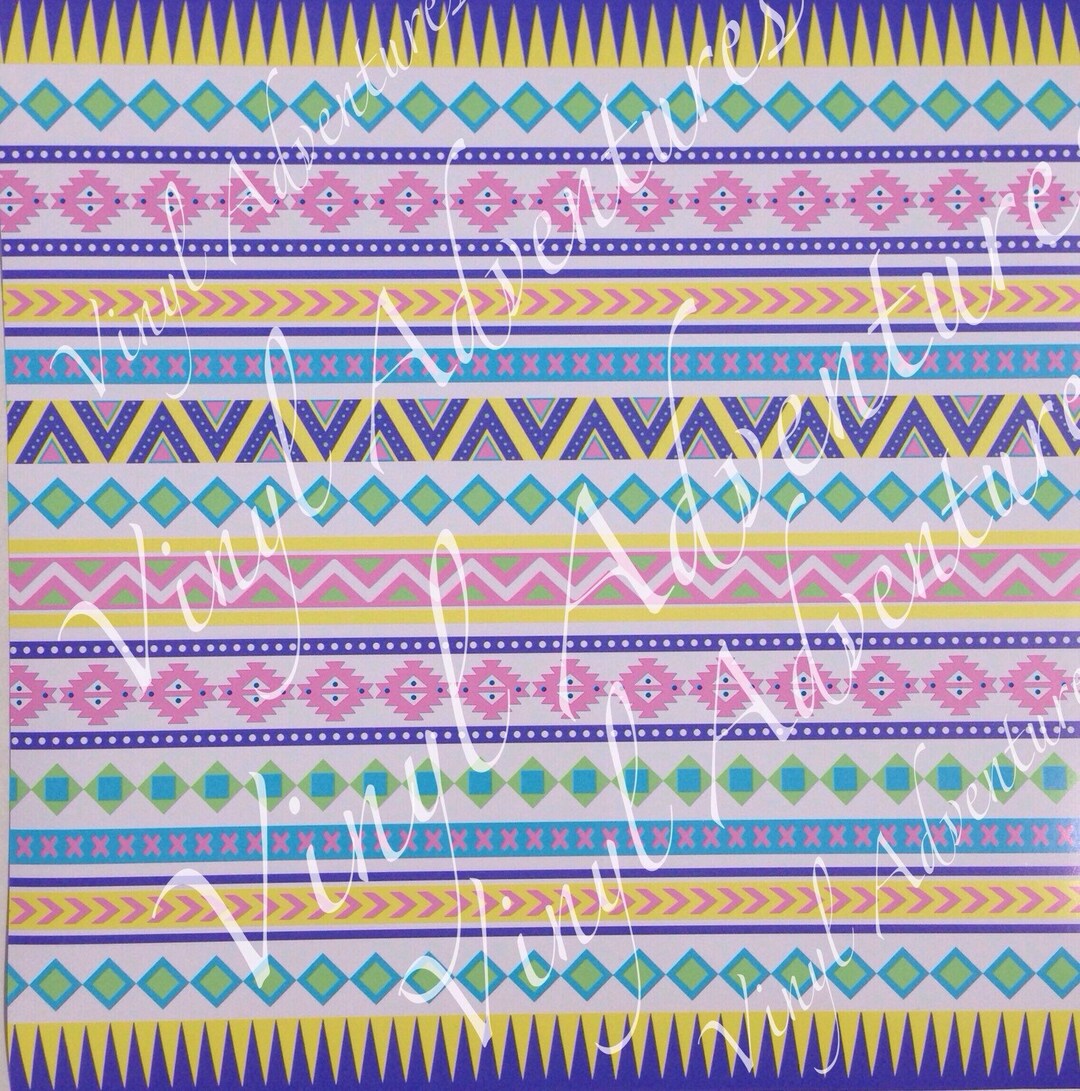 Aztec Pattern Vinyl, Tribal Patterned Vinyl, Summer, Purple Pink Yellow ...