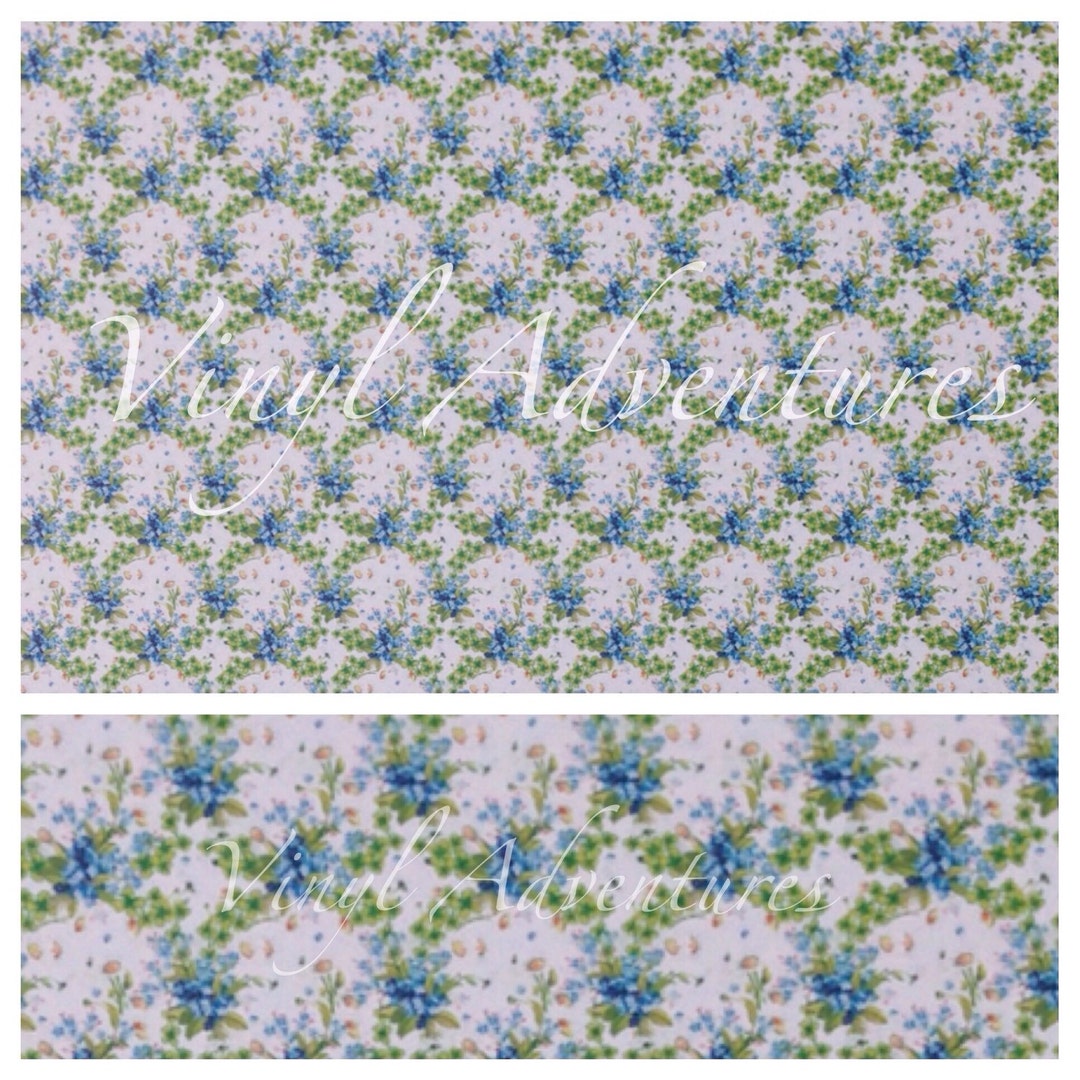 Heat Transfer Vinyl, Blue Floral Pattern HTV, Blue Forget Me Not Floral ...