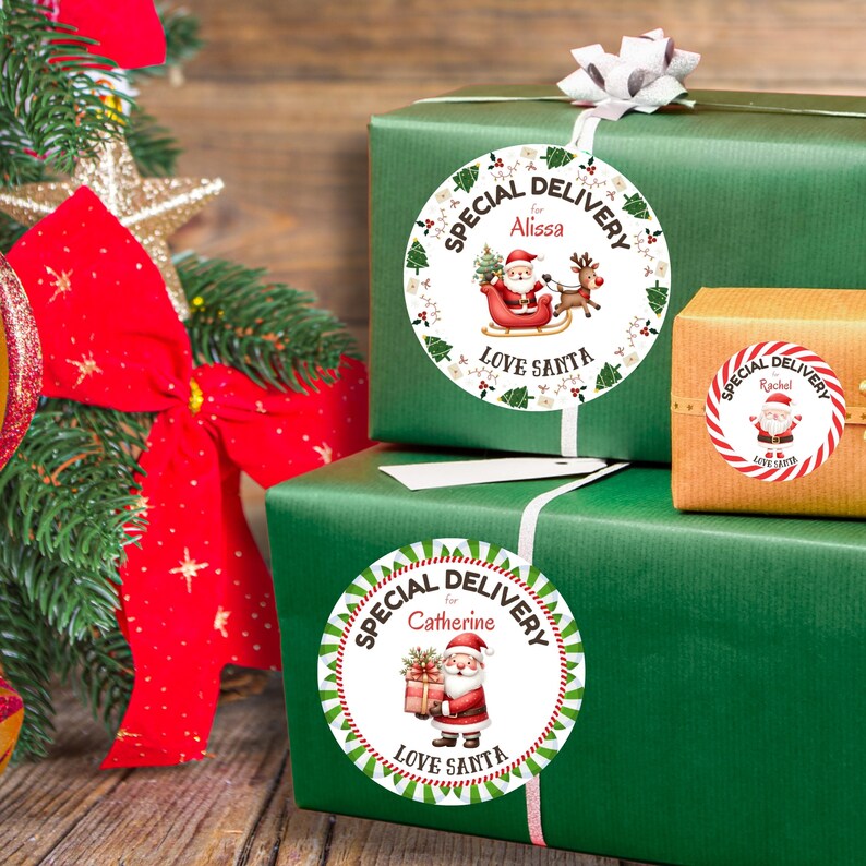 Special Delivery Santa Sticker Gift Tag, Santa Gift Sticker for Kids ...