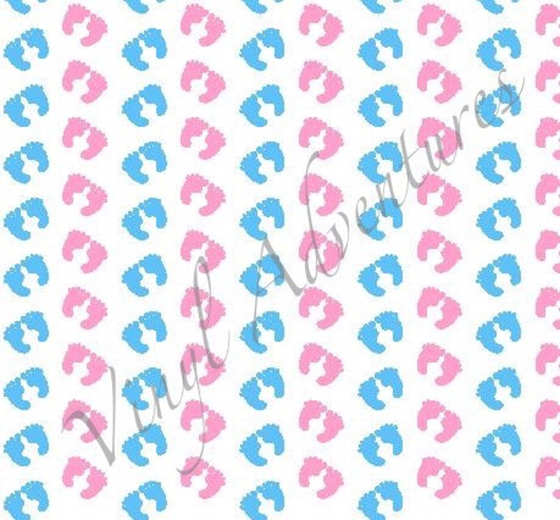 Baby Heat Transfer Vinyl, Feet Pattern HTV, Pink and Blue Patterned HTV ...