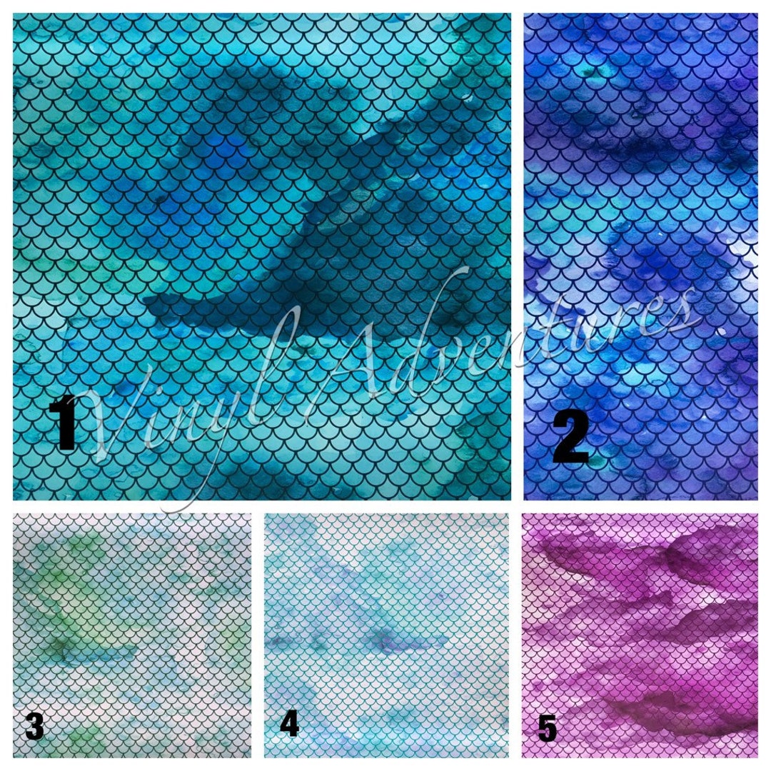 Mermaid HTV, SOLID Scales, Blue Green Teal Purple Heat Transfer Vinyl ...