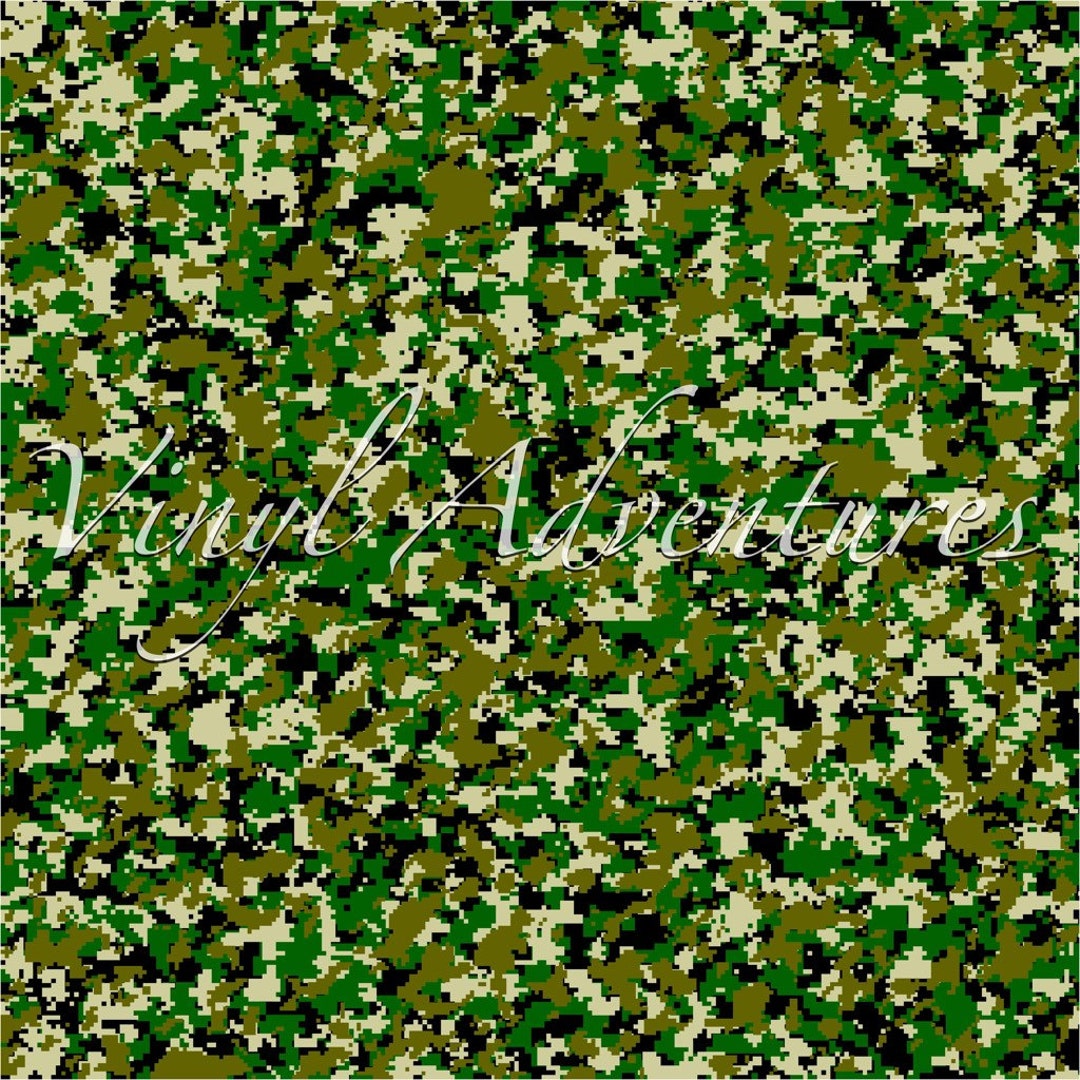 Army Digital Camo Pattern Vinyl, Green Digital Camouflage Vinyl, 12"x12 ...