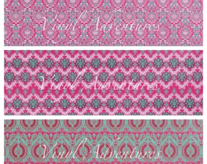 Damask Heat Transfer Vinyl, Damask Pattern HTV, Teal Pink White Damask ...