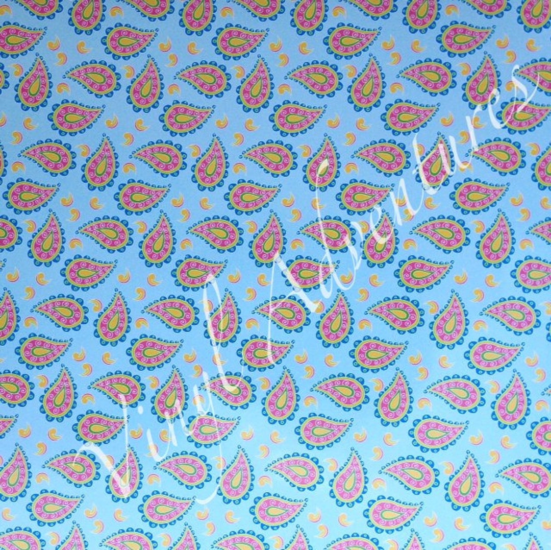 Paisley HTV, Paisley Heat Transfer Vinyl, Blue Pink Yellow, Paisley ...