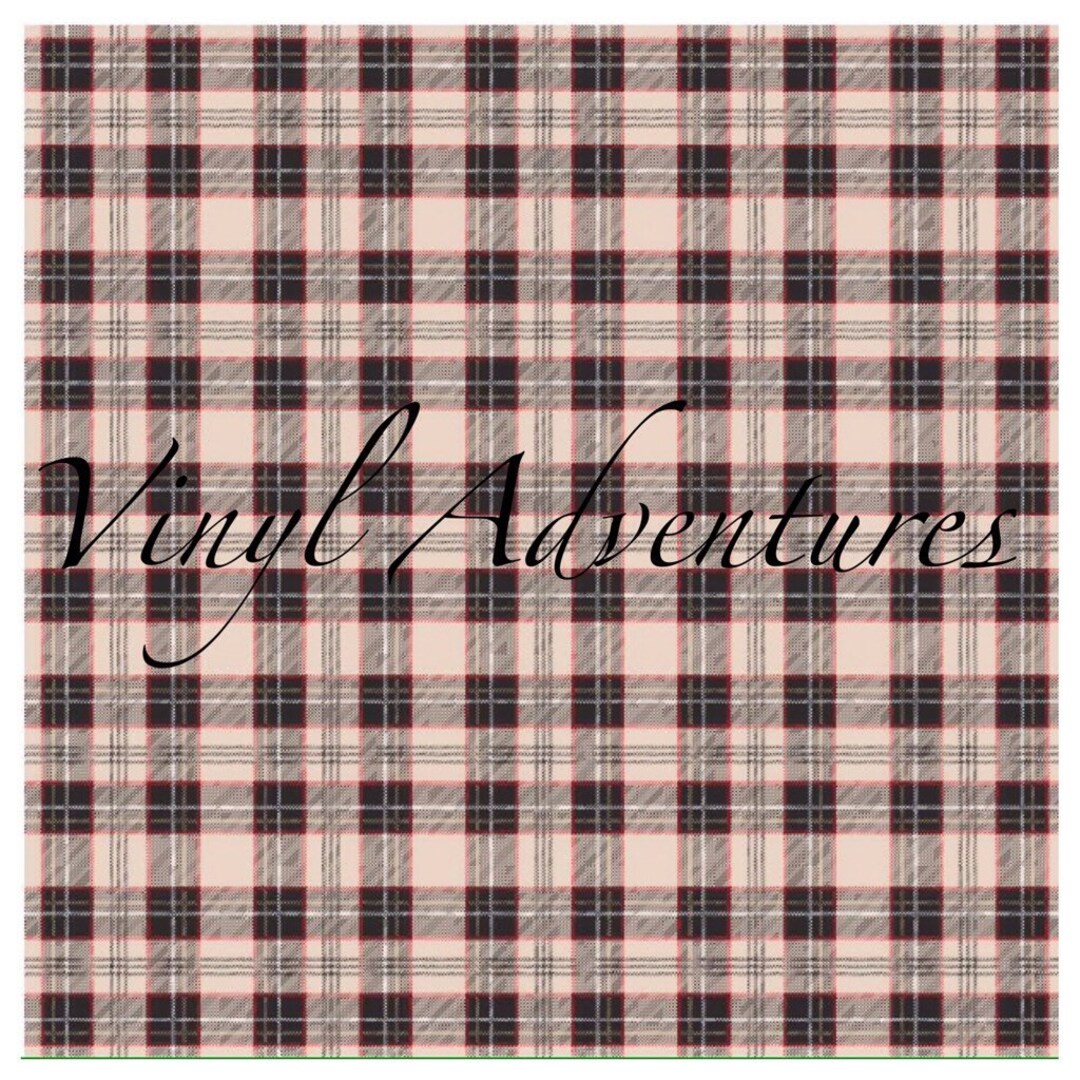 Tartan Plaid Pattern Vinyl, Cream Black Plaid Vinyl, 12"x12", Permanent ...