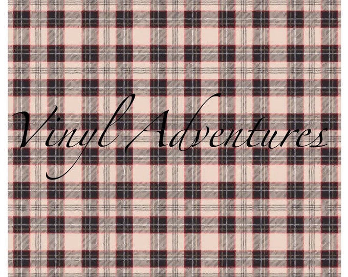 Tartan Plaid Pattern Vinyl, Cream Black Plaid Vinyl, 12x12, Permanent ...