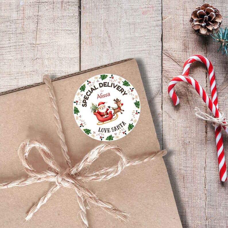 Special Delivery Santa Sticker Gift Tag, Santa Gift Sticker for Kids ...
