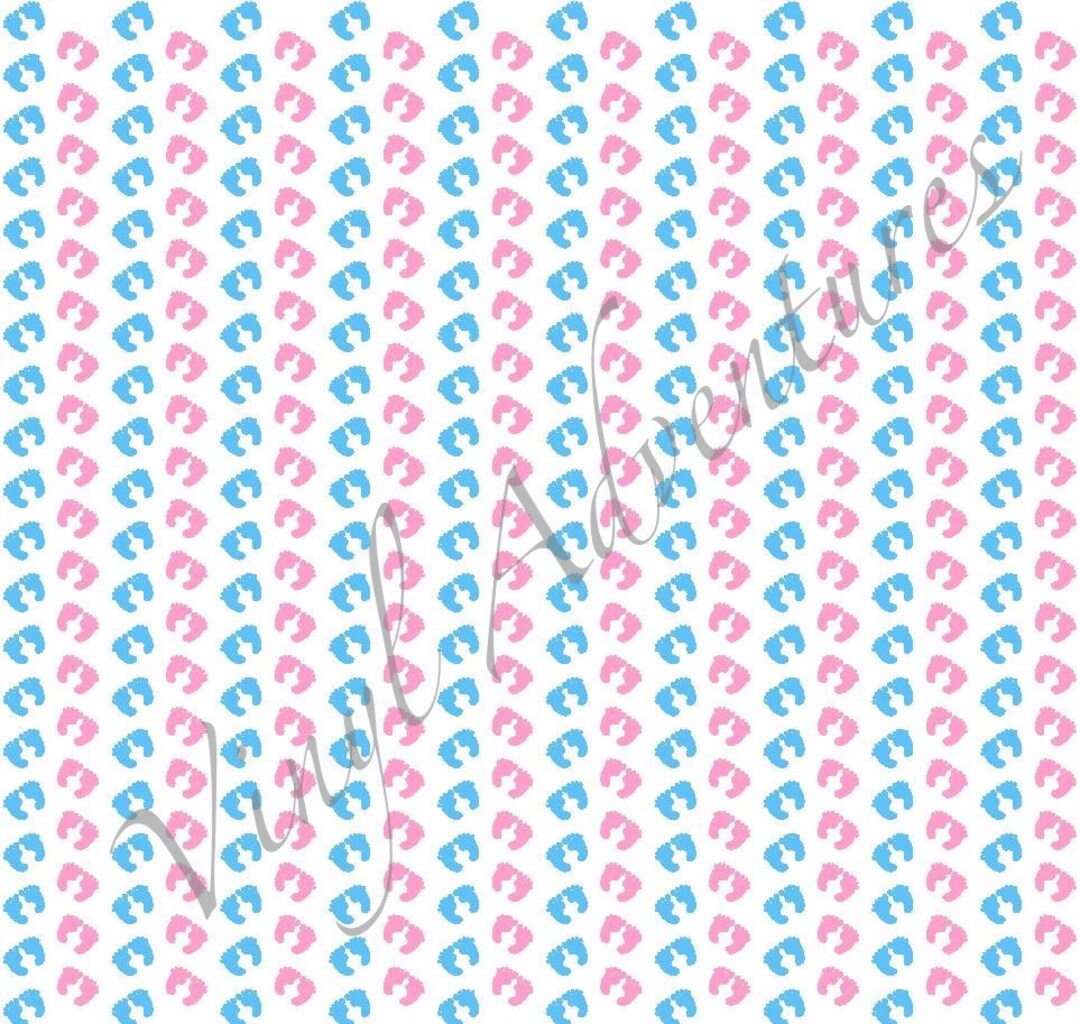 Baby Heat Transfer Vinyl, Feet Pattern HTV, Pink and Blue Patterned HTV ...