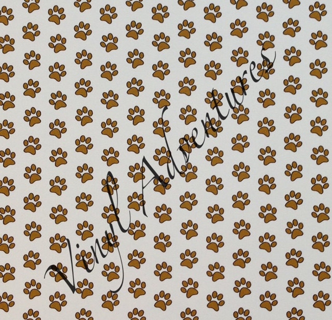 Paw Print Pattern Vinyl, Patterned Vinyl, Permanent Adhesive, 12"x12 ...