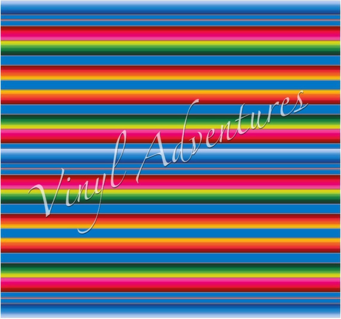 Serape Heat Transfer Vinyl, Mexican Serape Stripe Pattern HTV Blue ...