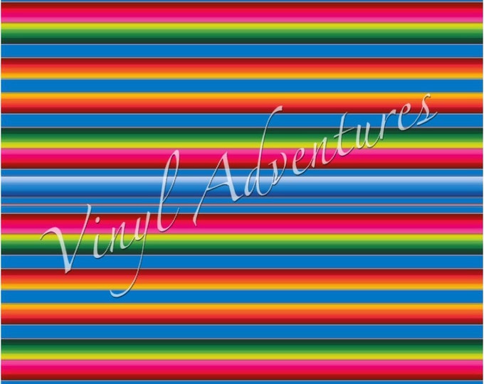 Serape Heat Transfer Vinyl, Mexican Serape Stripe Pattern HTV Blue ...