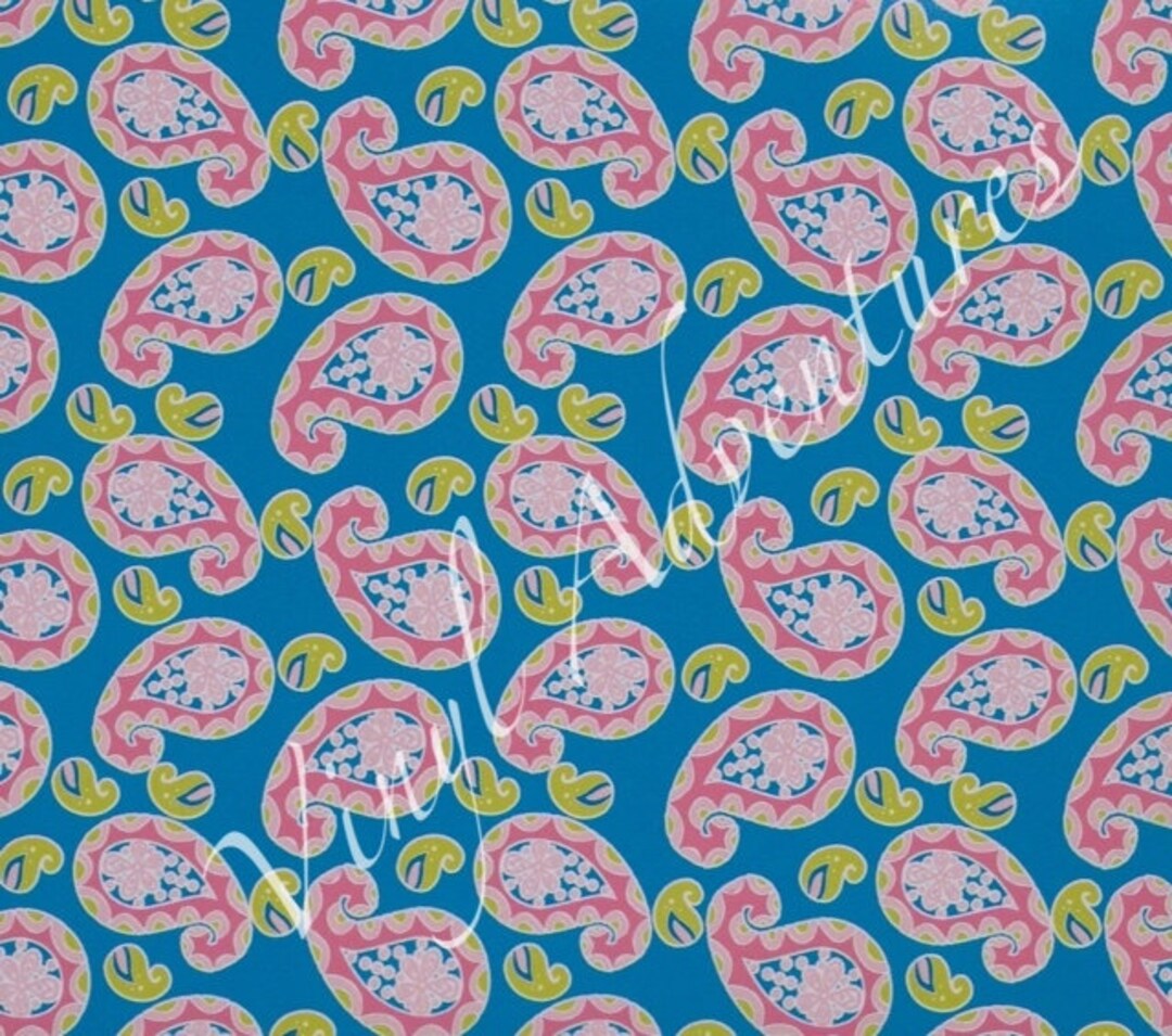 Heat Transfer Vinyl, Blue Pink Lime Green Paisely HTV, Paisley Pattern ...