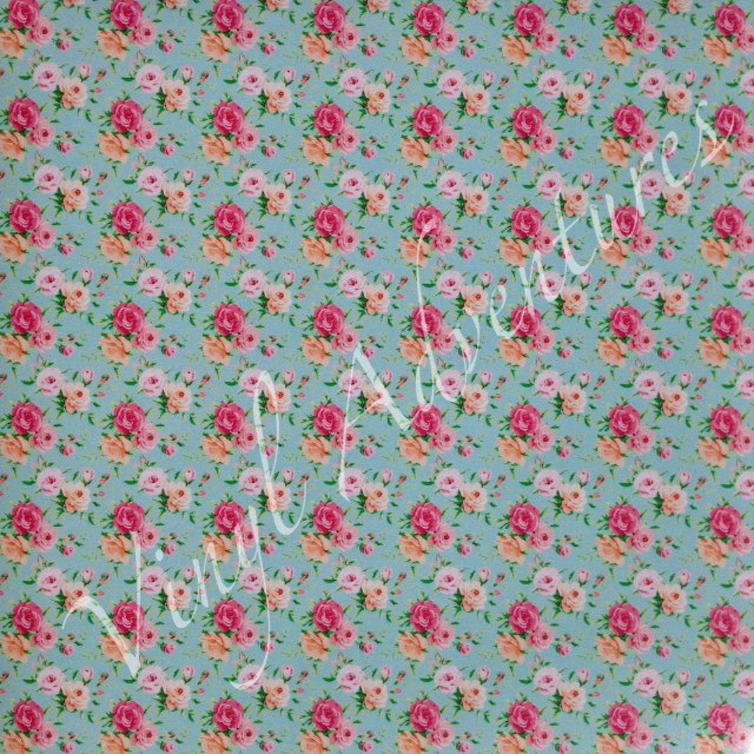 Floral Pattern Vinyl, Pink Mint, Rose, Mother's Day, Patterned, Printed ...