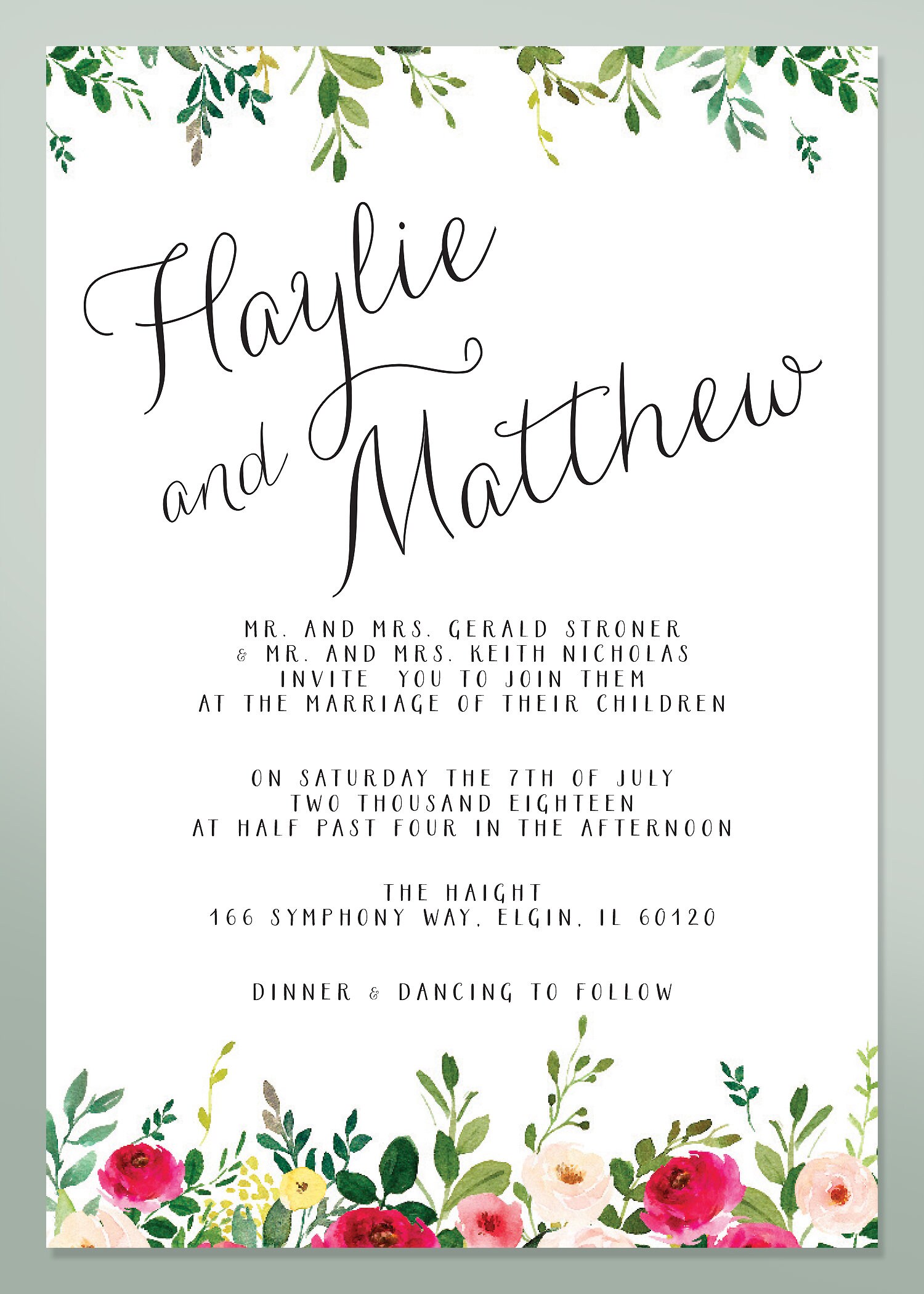 Spring Pink Wedding Invitation Set Floral and Vines Includes - Etsy