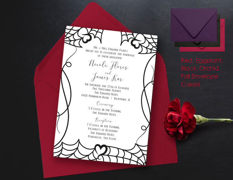 Halloween Wedding Invitation: Spider Web Hallowedding (digital or ...