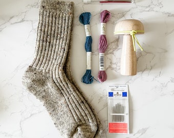 Sashiko Tote Bag Kit Mending Craft Kit DIY Sewing Kit for Kids and ...