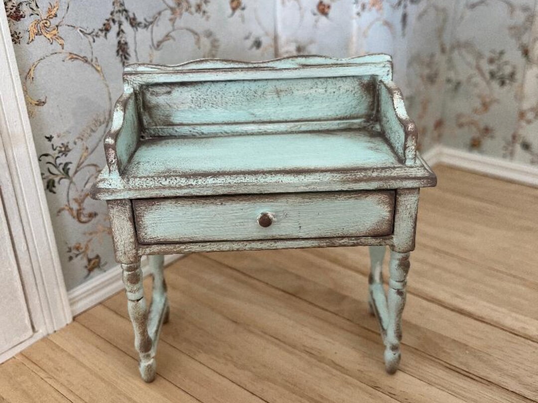 Miniature Painted Desk Cottage Style Light Aqua Desk or Vanity 1:12 ...