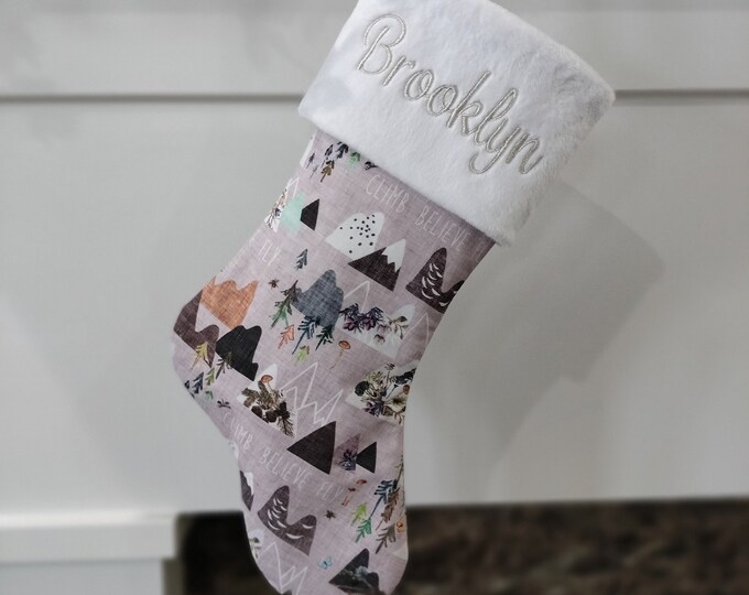 Ski Slopes Needlepoint Christmas Stocking, Ski Resort, Modern ...