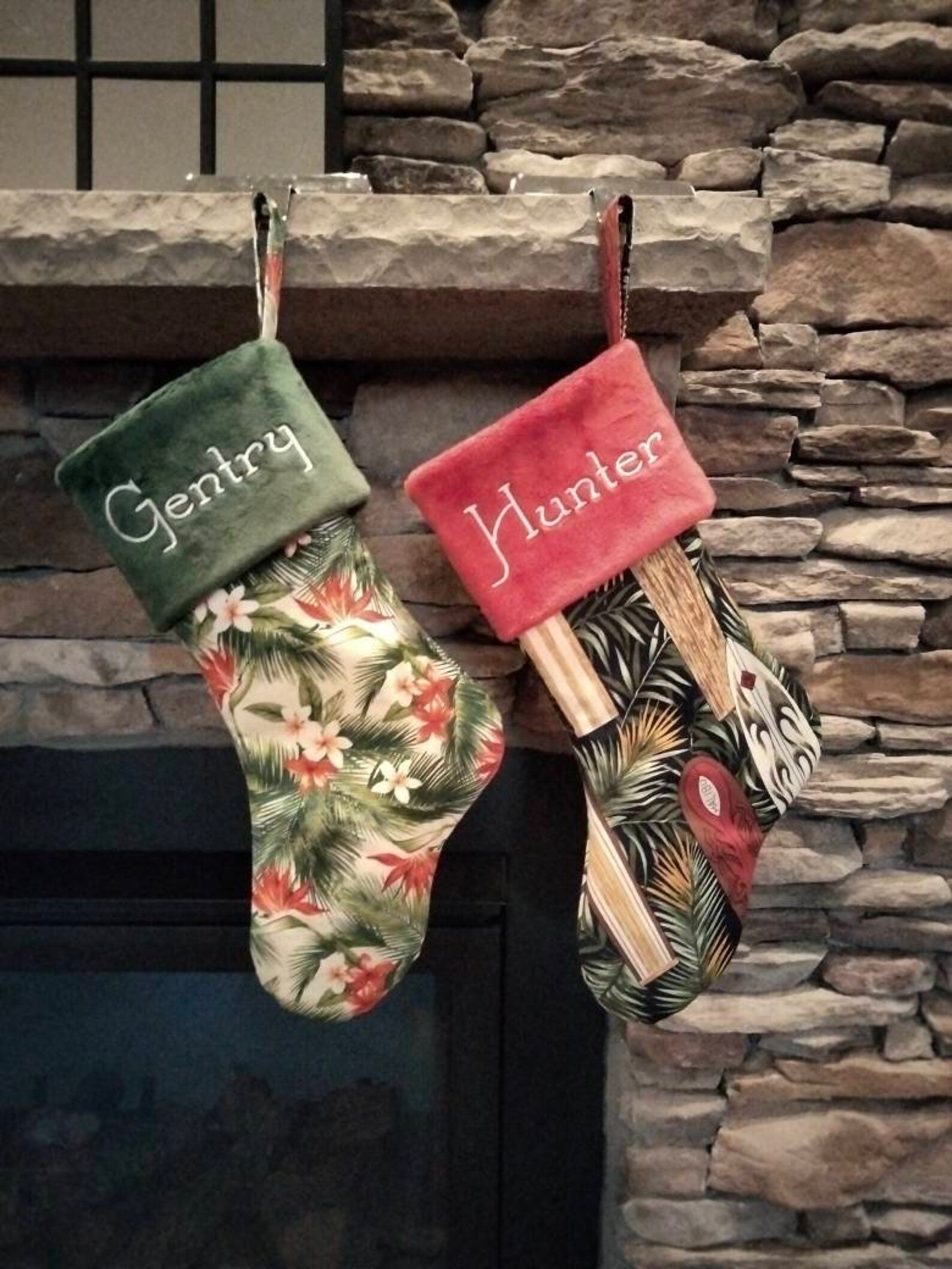 Handmade Tropical Flower Christmas Stocking With Fur Cuff - Etsy