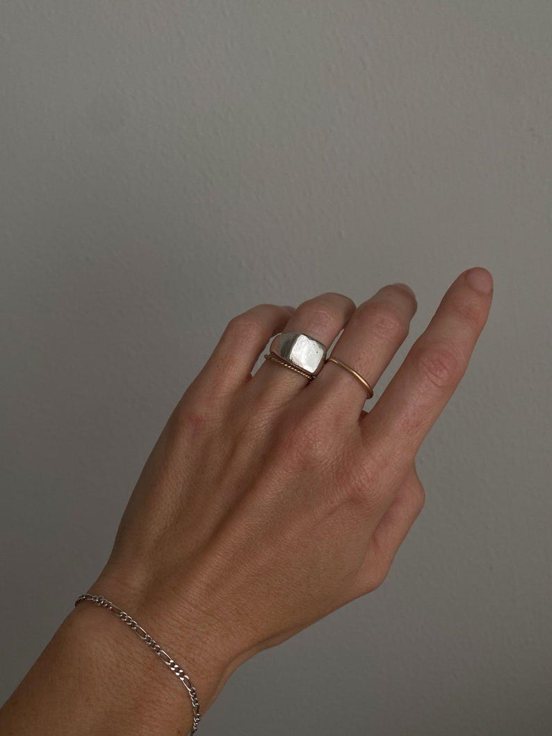 LARGE Handmade Chunky Sterling Silver Signet Ring - Etsy