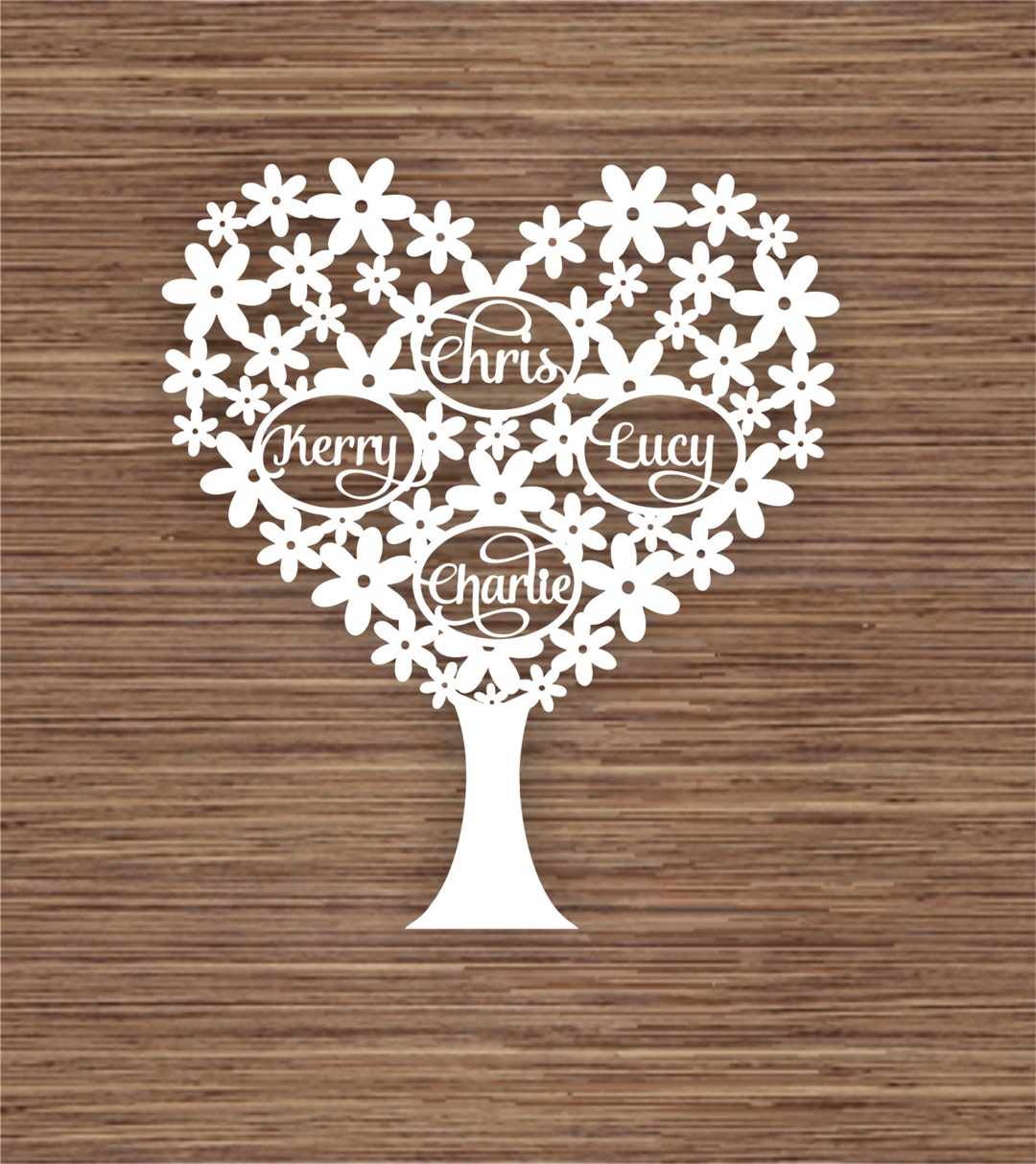 Custom Heart Family Tree for 4 PDF SVG commercial Use Instant Download ...