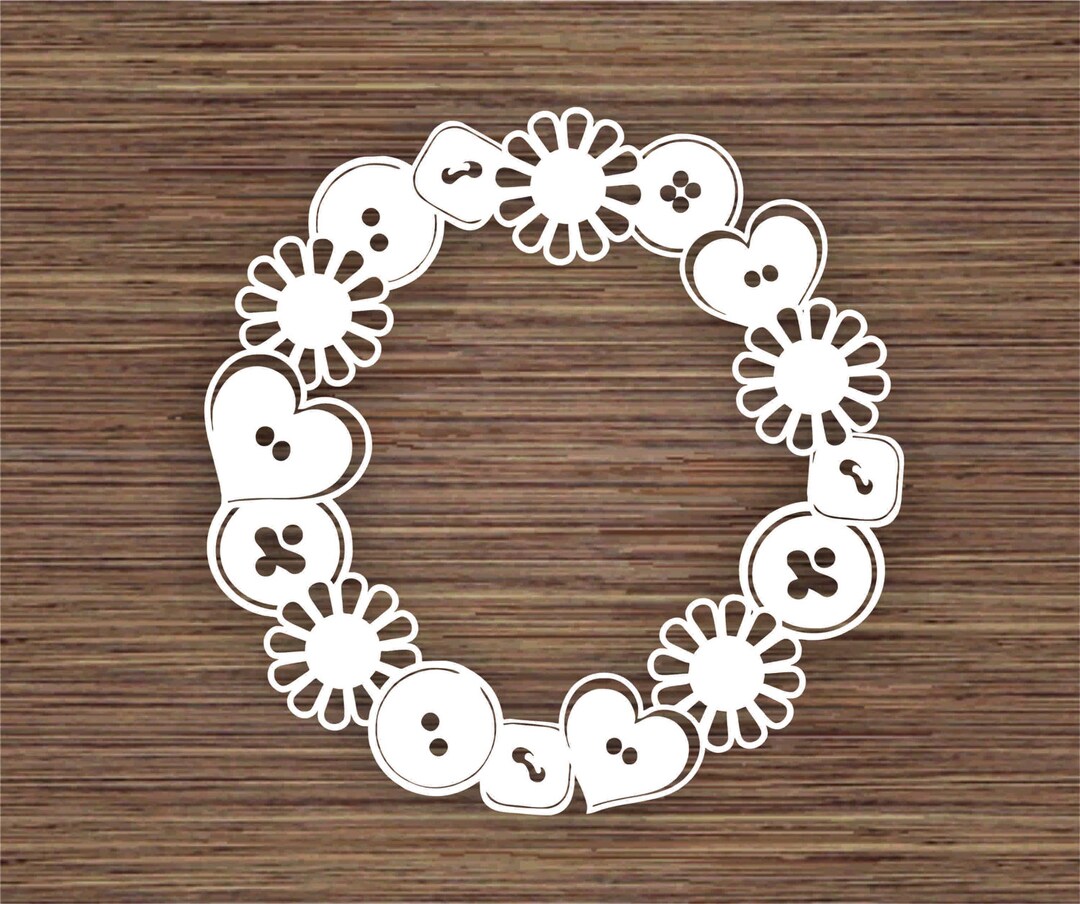 Buttons and Flowers Frame PDF SVG commercial Use Instant - Etsy UK