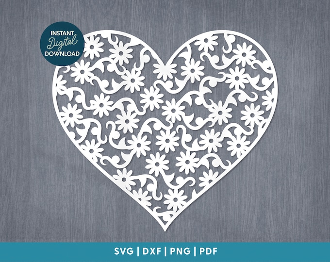 Heart Paper Cut Svg / Dxf / Eps / Files and Pdf / Png Printable ...