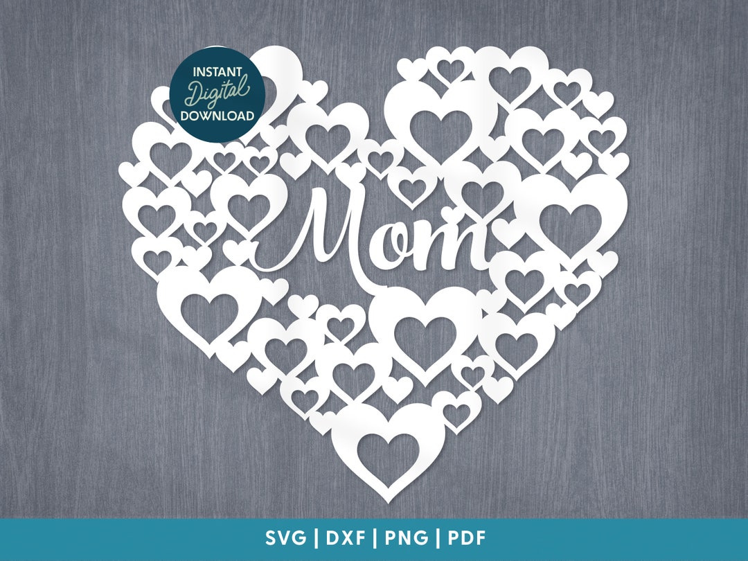 Mom in Hearts PDF SVG (commercial Use) Instant Download Digital ...