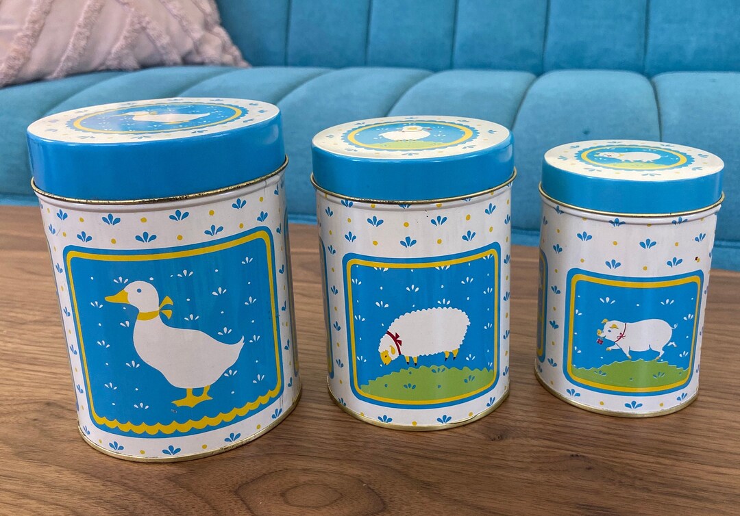 Vintage Nesting Animal Tin Canisters - Etsy