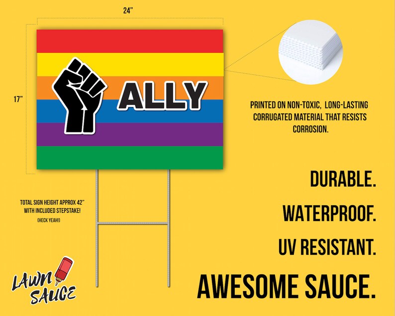 Black Lives Matter Ally Yard Sign Rainbow - Etsy