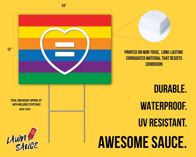 Equality Heart Lawn Sign LGBTQ Pride Lawn Sign | Etsy