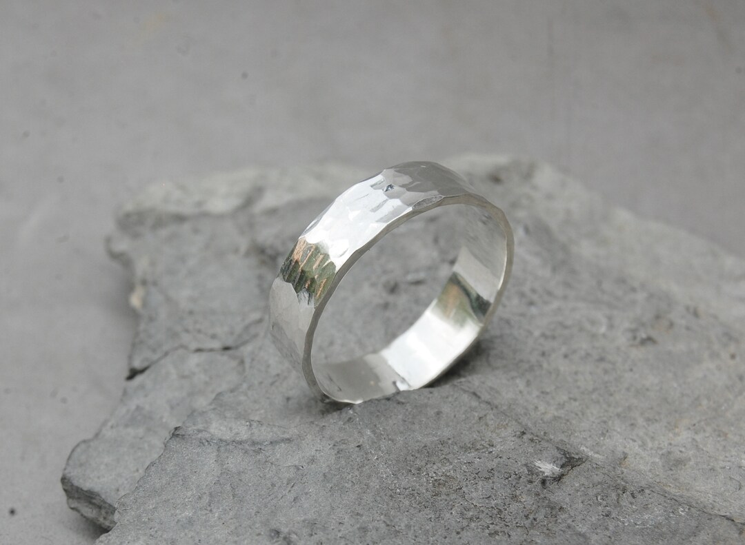 Hammer Forged Sterling Silver Ring Size 13 Unisex Wedding Band - Etsy