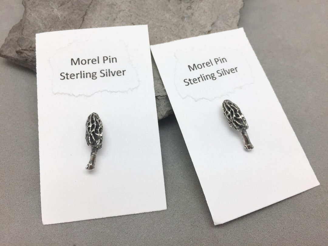 Lot 2 Sterling Silver Morel Mushroom Pin Morels 3/4" Tall 1.6 Gram Hand ...