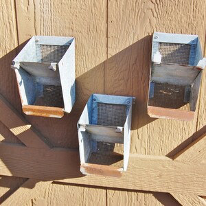 Set 3 Galvanized Tin Metal Rabbit Feeder Bins/ Garden Planters ...
